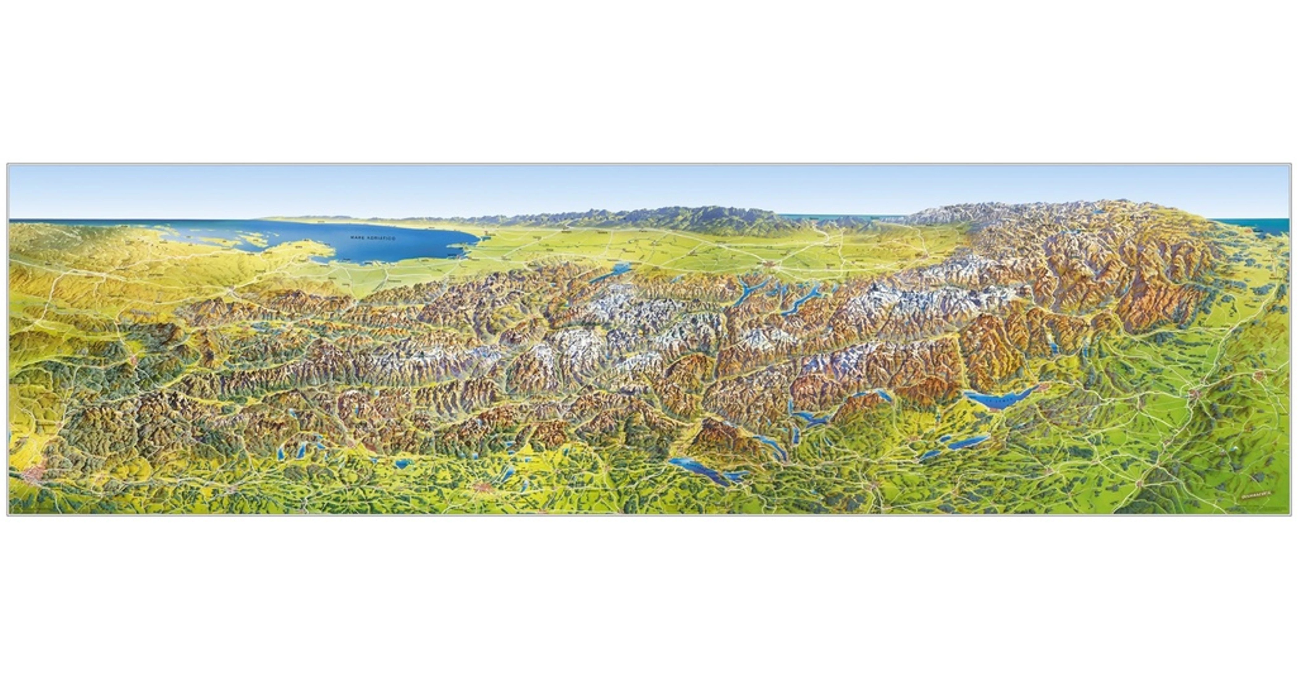 Alpok panorámatérkép (íves) - 9783875042764 - Cartographia